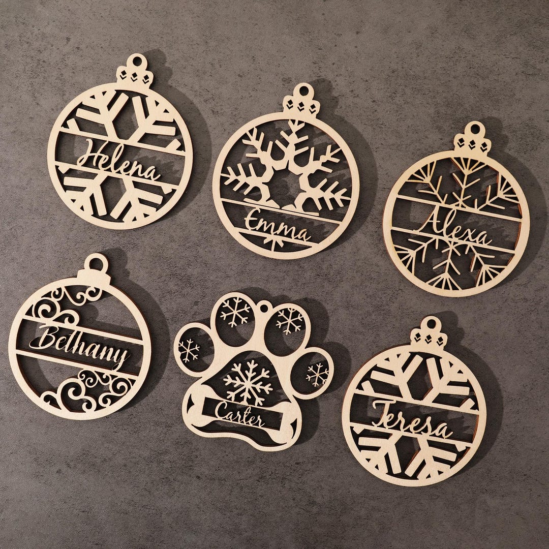 Custom Name Wooden Ornament, Holiday Ornament, Christmas Ornament ...