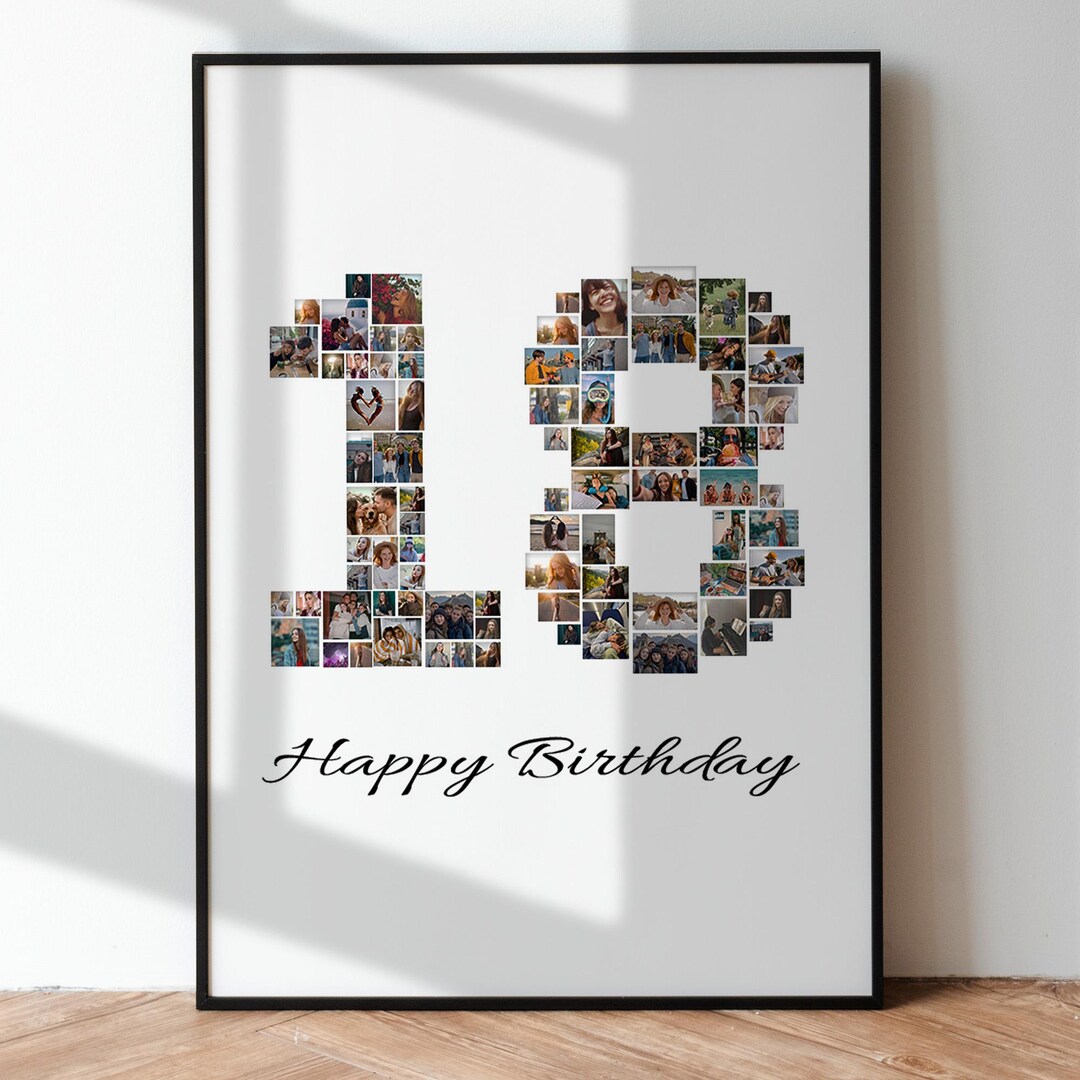 18th Birthday Photo Collage, Personalized 18th Birthday Photo Collage ...