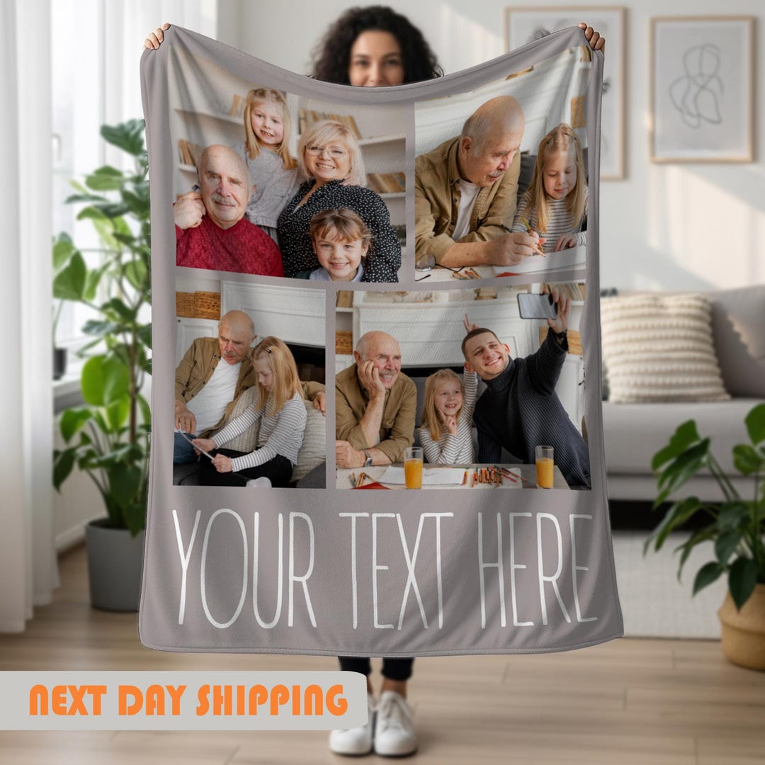 Custom Photo Blanket With Custom Text, Photo Blanket, Custom Gift ...