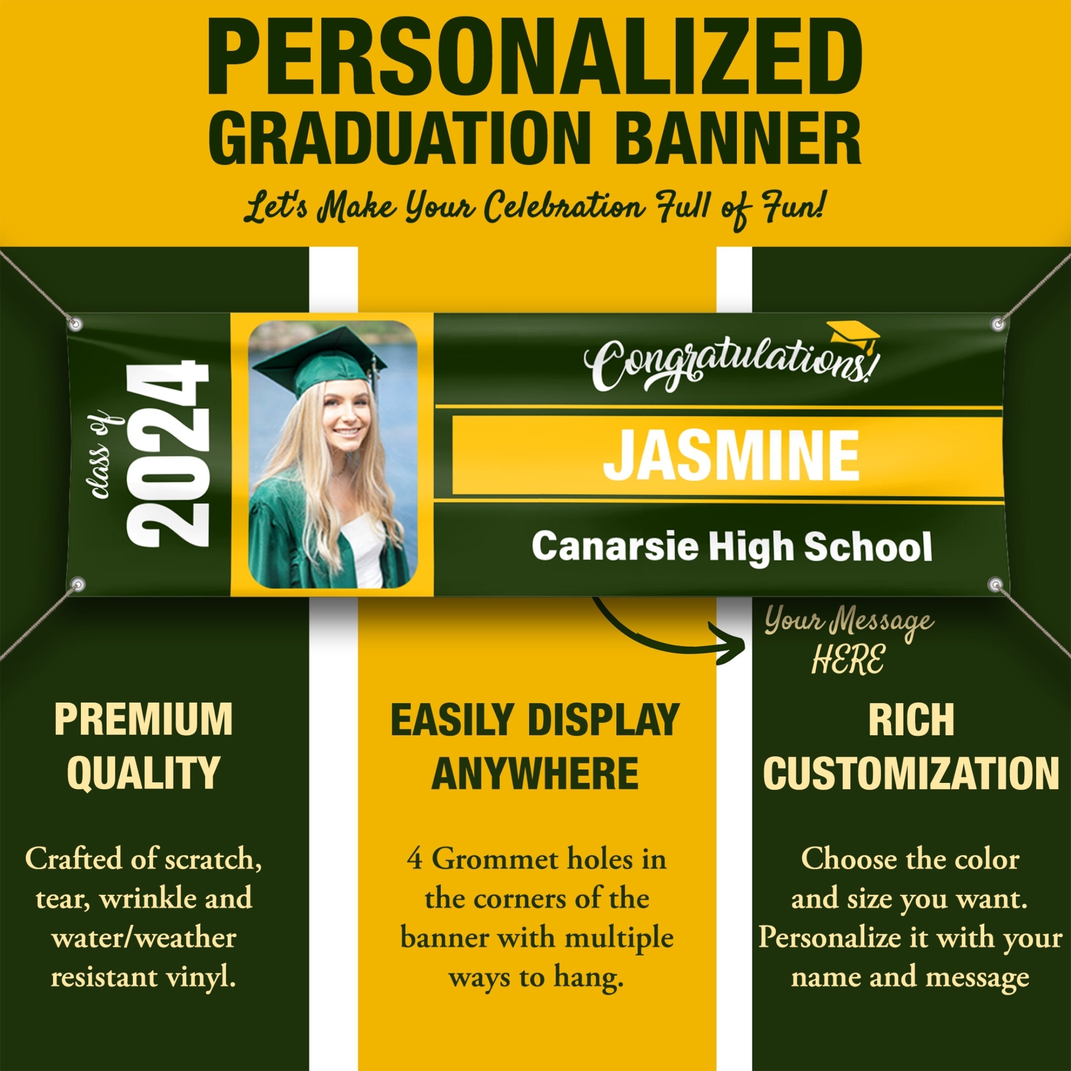 Personalized Graduation Banner With Photo, Graduation Banner W/ Name ...