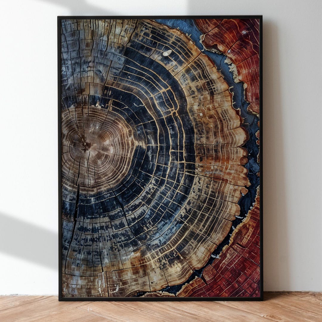 Tree Ring Framed Wall Art, Colorful Tree Ring Wall Decor, Home Framed ...