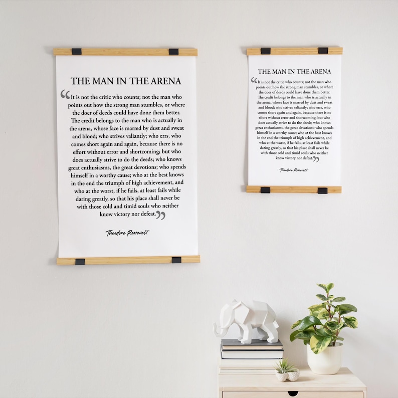The Man in the Arena Hanging Canvas, Theodore Roosevelt Printable Quote ...