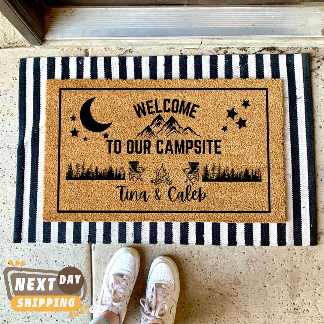 Welcome to Our Campsite Doormat, Custom Doormat for Camper, Camping ...