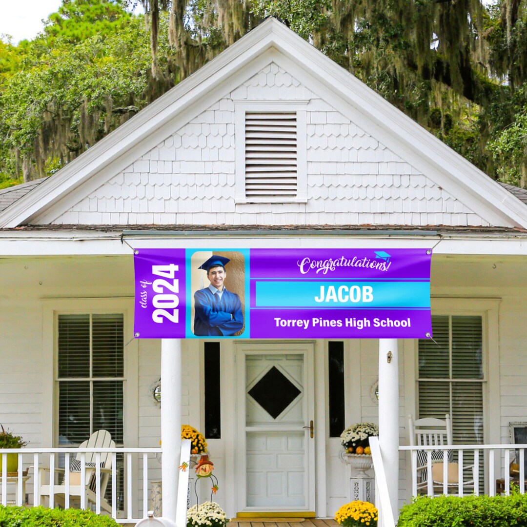 Graduation Banner, Graduation Banner With Photo, Name & School ...