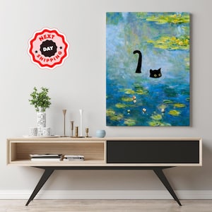 Monet Cat Wall Art, Cat Painting Canvas, Wall Art, Wall Decor, Living ...