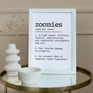 Zoomies Dog Photo Frame, Wood Framed Zoomies Definition Dog Sign, Dog ...