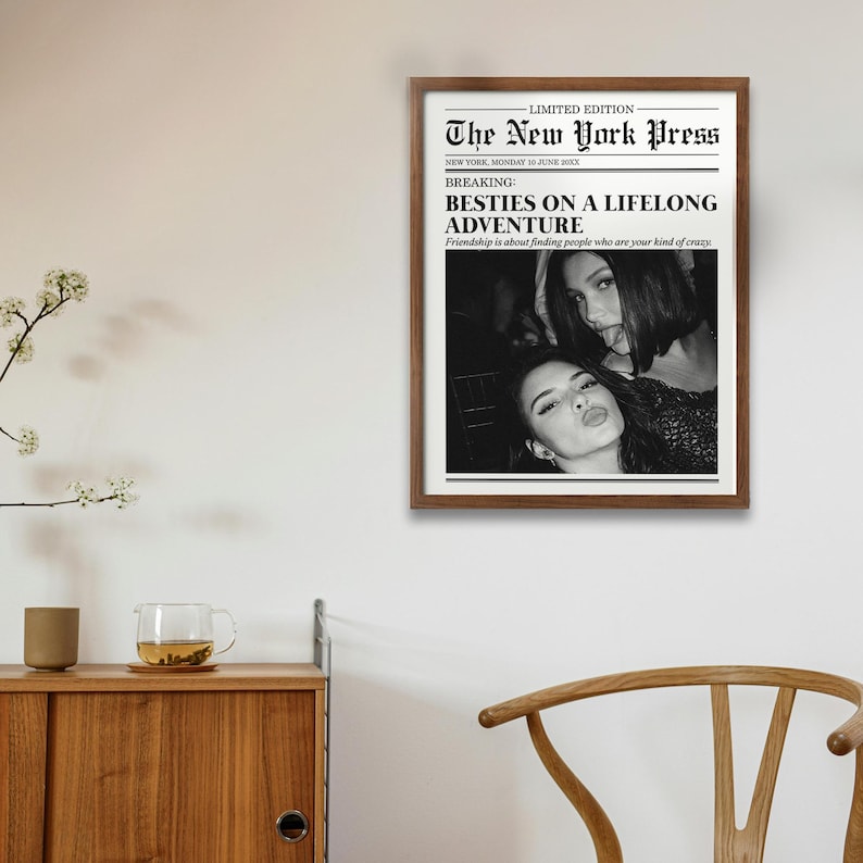 Personalized Best Friend Photo Print, Newspaper Print, Gift for Bestie ...