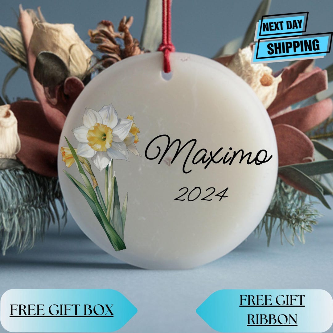 Custom Birth Flower Ornament, Birthday Ornament, Personalized Ornament ...