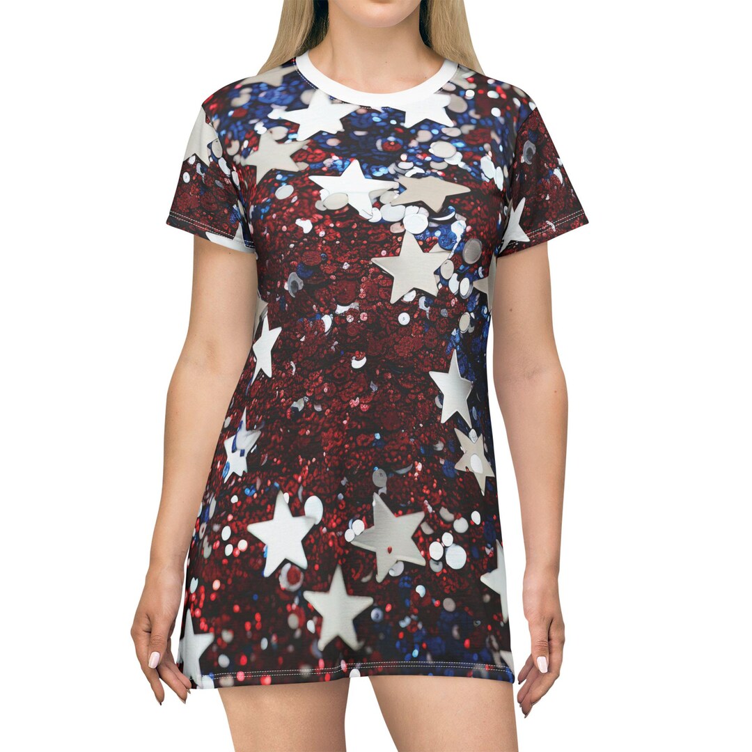 Starry T-shirt Dress: Patriotic Summer Outfit - Etsy