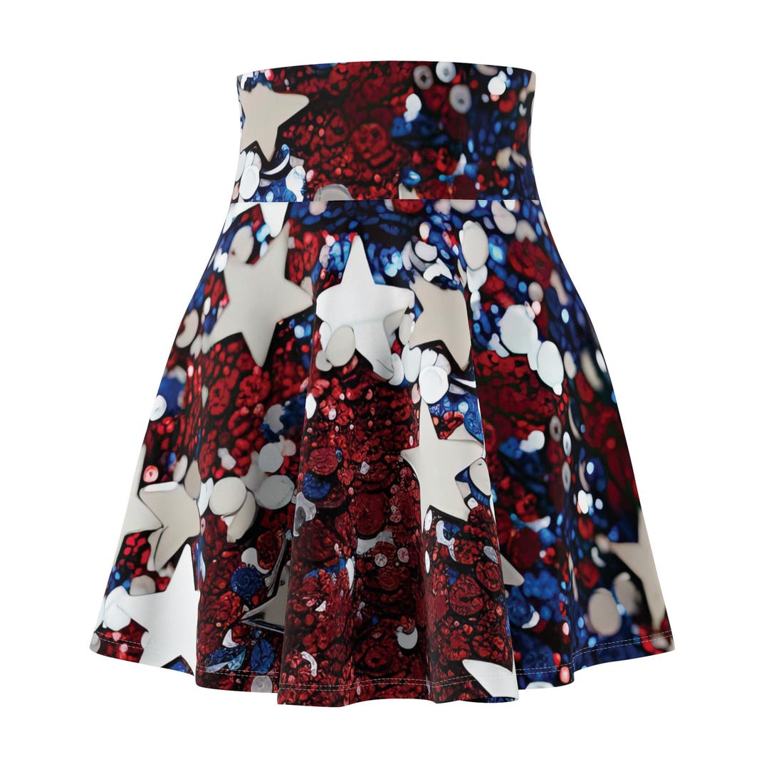Starry Sequin Women's Skater Skirt, Fun Party Dress, Festive Fashion ...