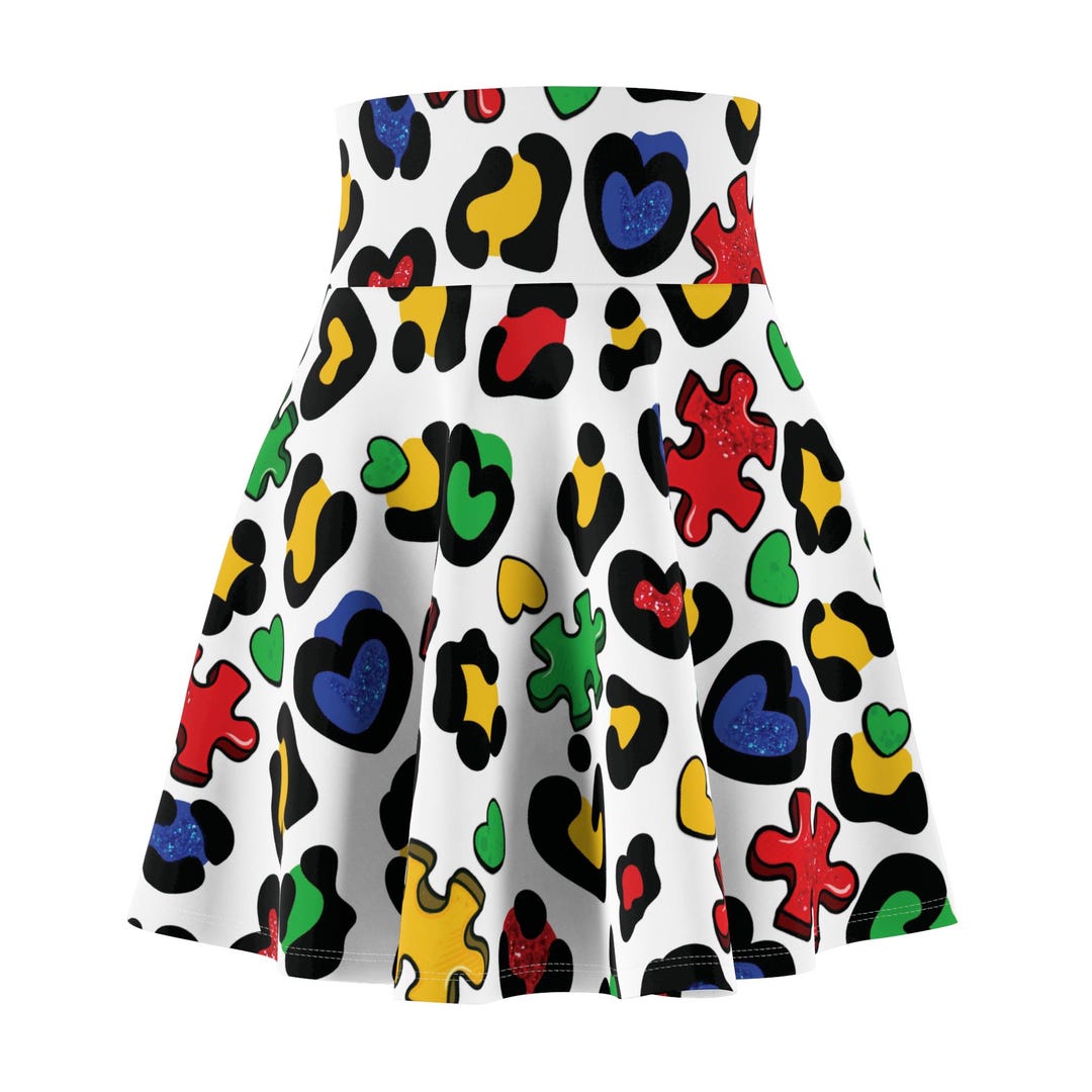 Vibrant Autism Skater Skirt, Fun Flared Skirt, Unique Spring Fashion ...