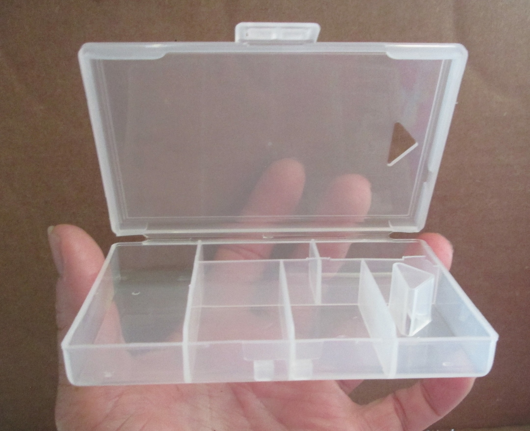 2 (TWO) SMALL/TINY Storage Boxes With Six Sections Clear Plastic ...