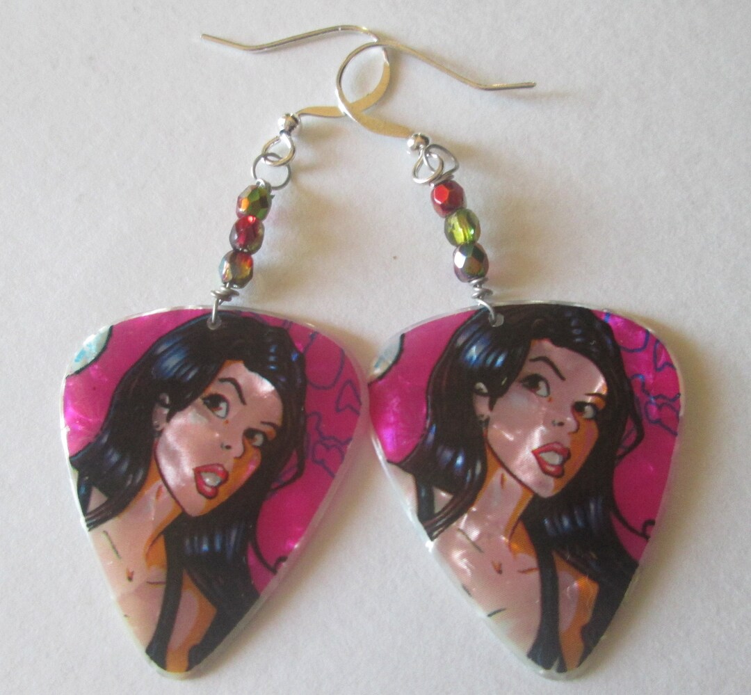 Pierced Earrings Vixen Design Guitar Pick Pierced Handmade Earrings ...