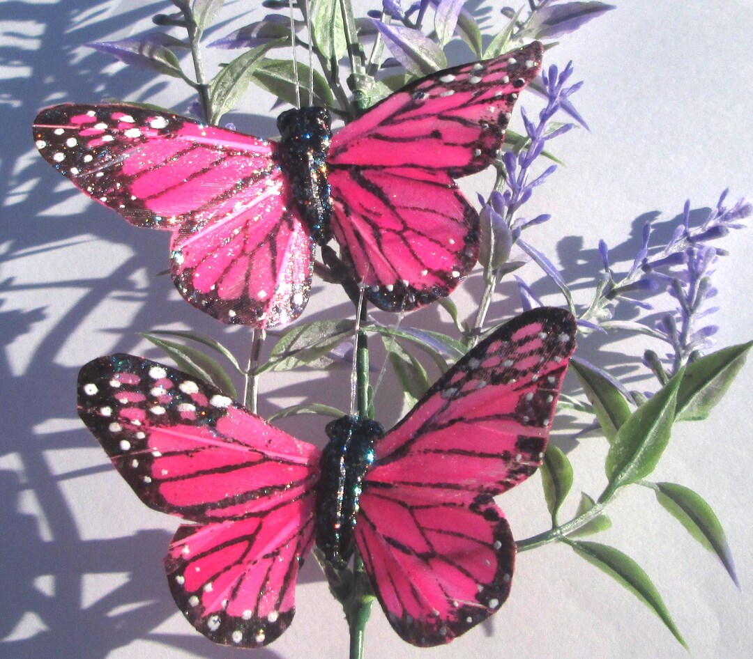 Monarch Butterfly Hair Clips: Glittery Dark Pink Accessory (set of 2 ...