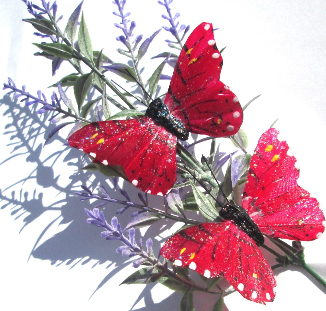 Monarch Butterfly Hair Clips: Glittery Red Accessory (set of 2) - Etsy