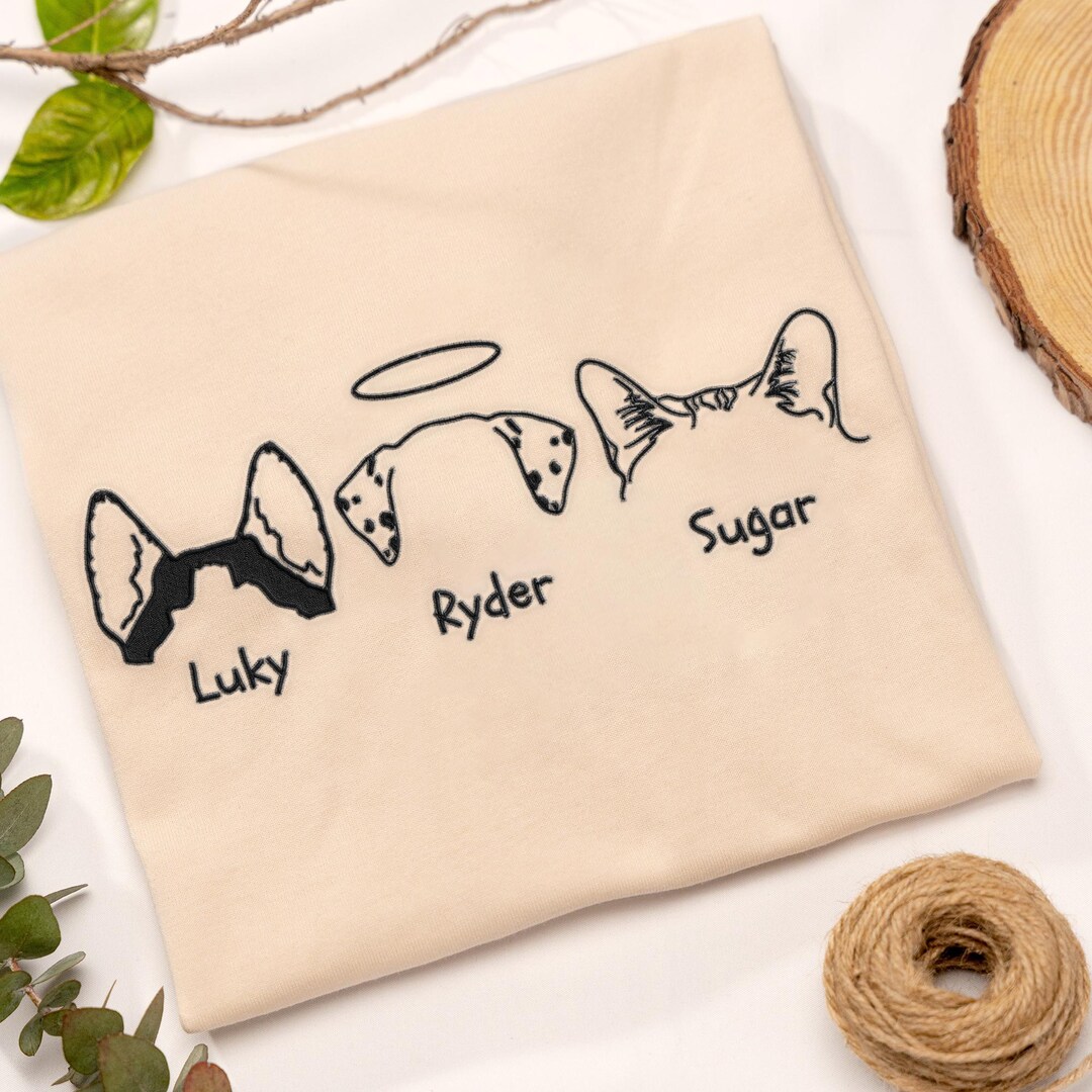 Custom Dog Ears Embroidered Sweatshirt, Personalized Cat Ears With Name ...