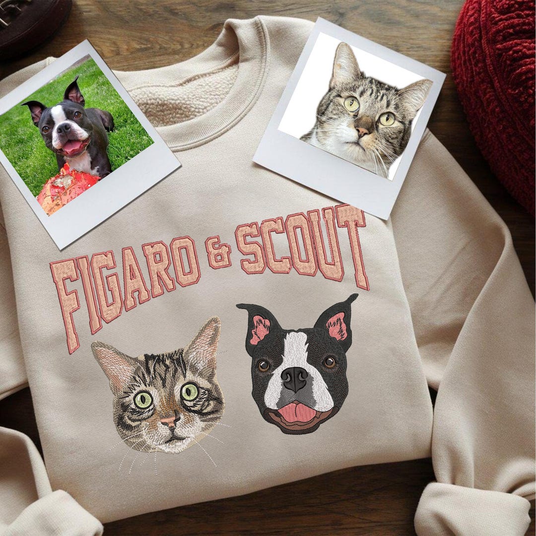 Pet Embroidered Sweatshirt, Embroidered Dog Hoodie, Custom Dog Face ...