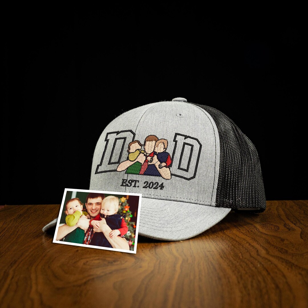 Custom Portrait Embroidered Dad Hat Using Photo, Father's Day Gift for ...