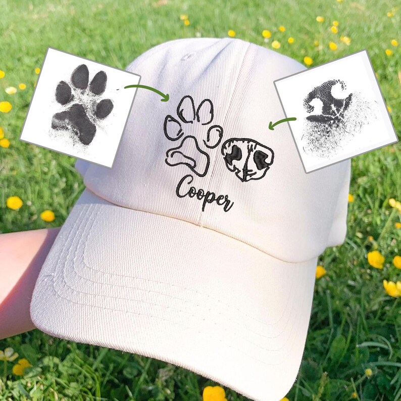 Custom EMBROIDERED Dog Paw Hat Using Pet Photo, Personalized Mother's ...