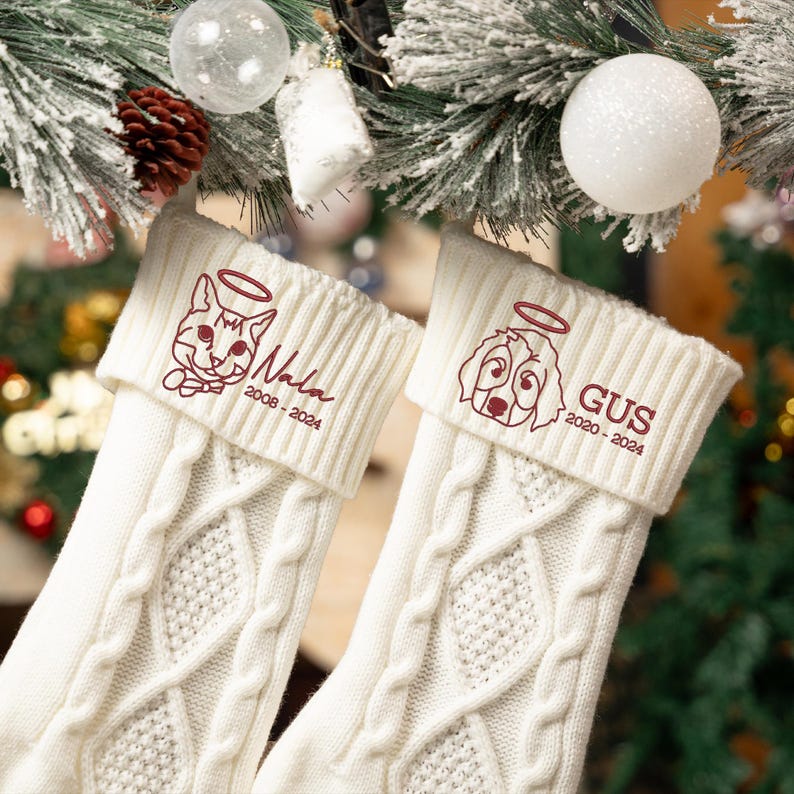 Pet Memorial Christmas Stocking, Embroidered Christmas Stocking, Dog ...