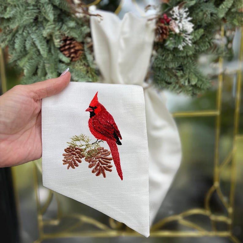 Embroidered Monogram Wreath Sash, Custom Red Cardinal Christmas Wreath ...