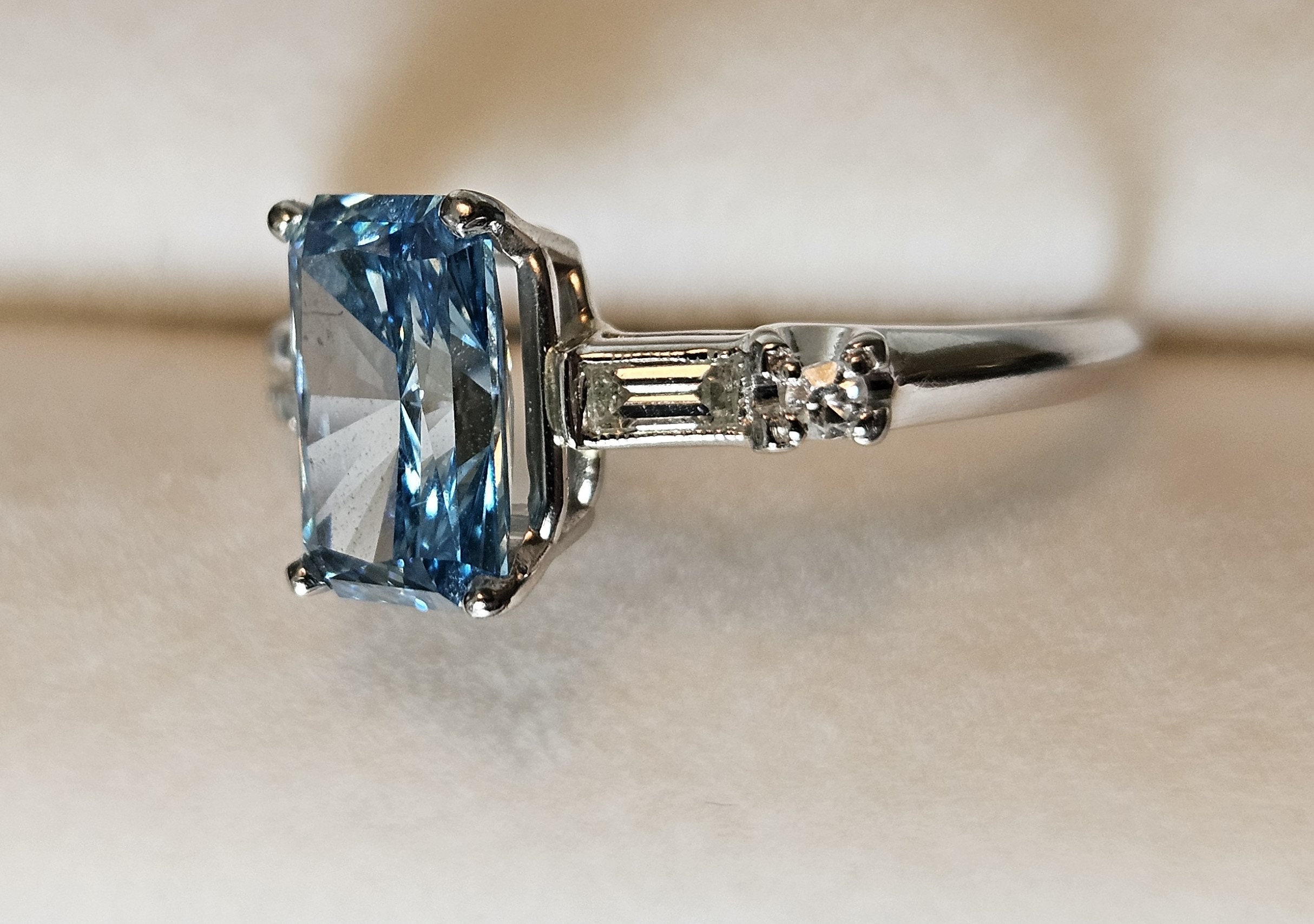 2.99CTW Fancy Intense Blue Diamond Platinum Ring - Etsy