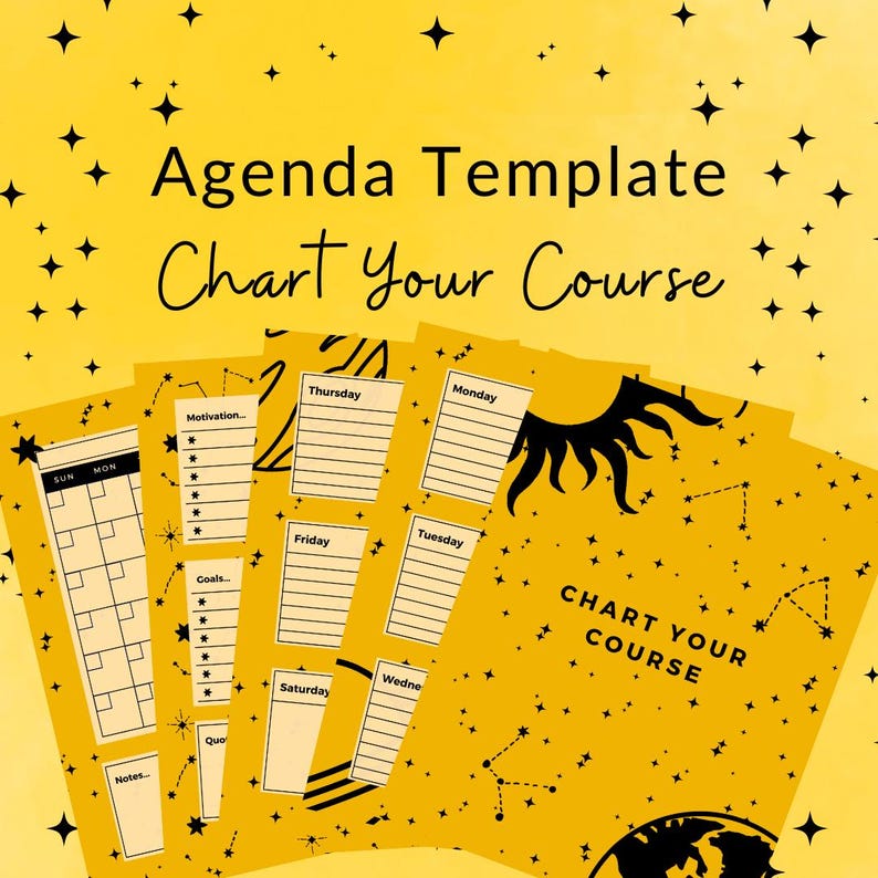 Chart Your Course Agenda/planner Template - Gold - Etsy