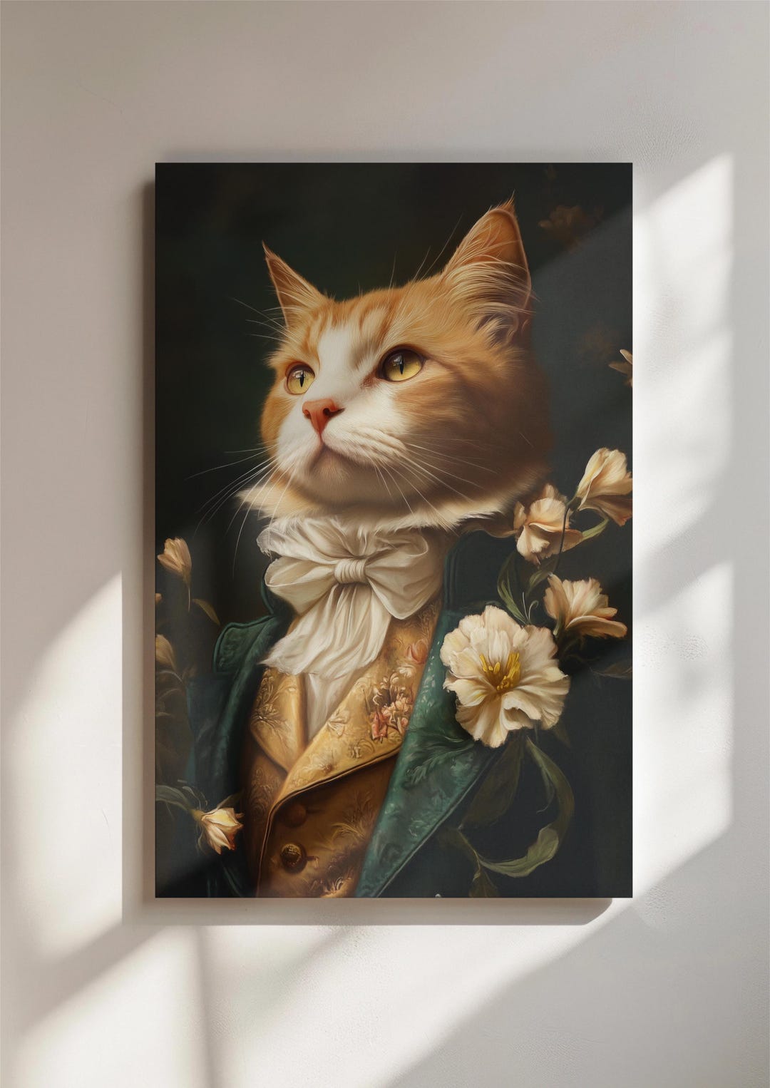 Regal Cat Portrait Vintage Ginger Cat Elegant Animal Art Aristocratic ...