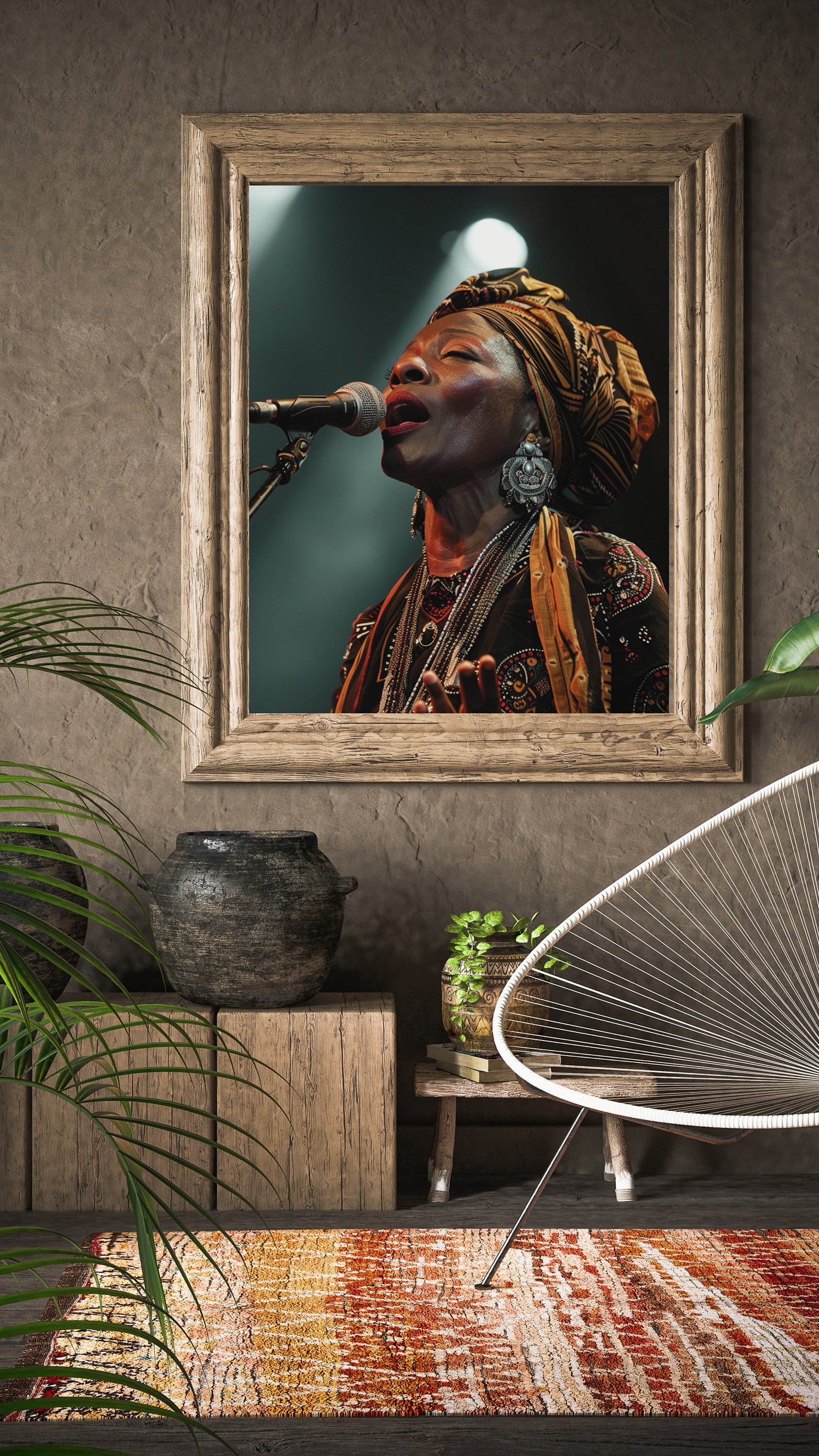 Live Music Wall Art Woman Jazz Vocalist Vibrant Colours Musician ...