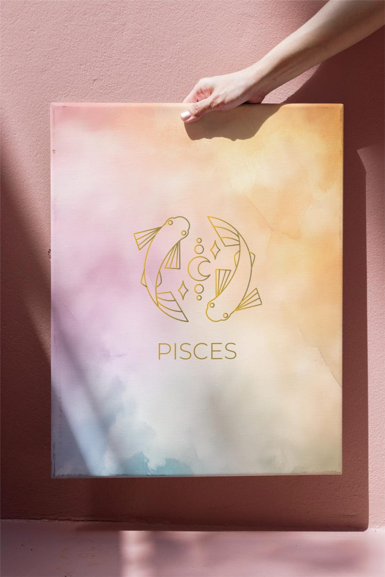 Pisces Zodiac Art Celestial Wall Decor Minimalist Pisces Digital Print ...