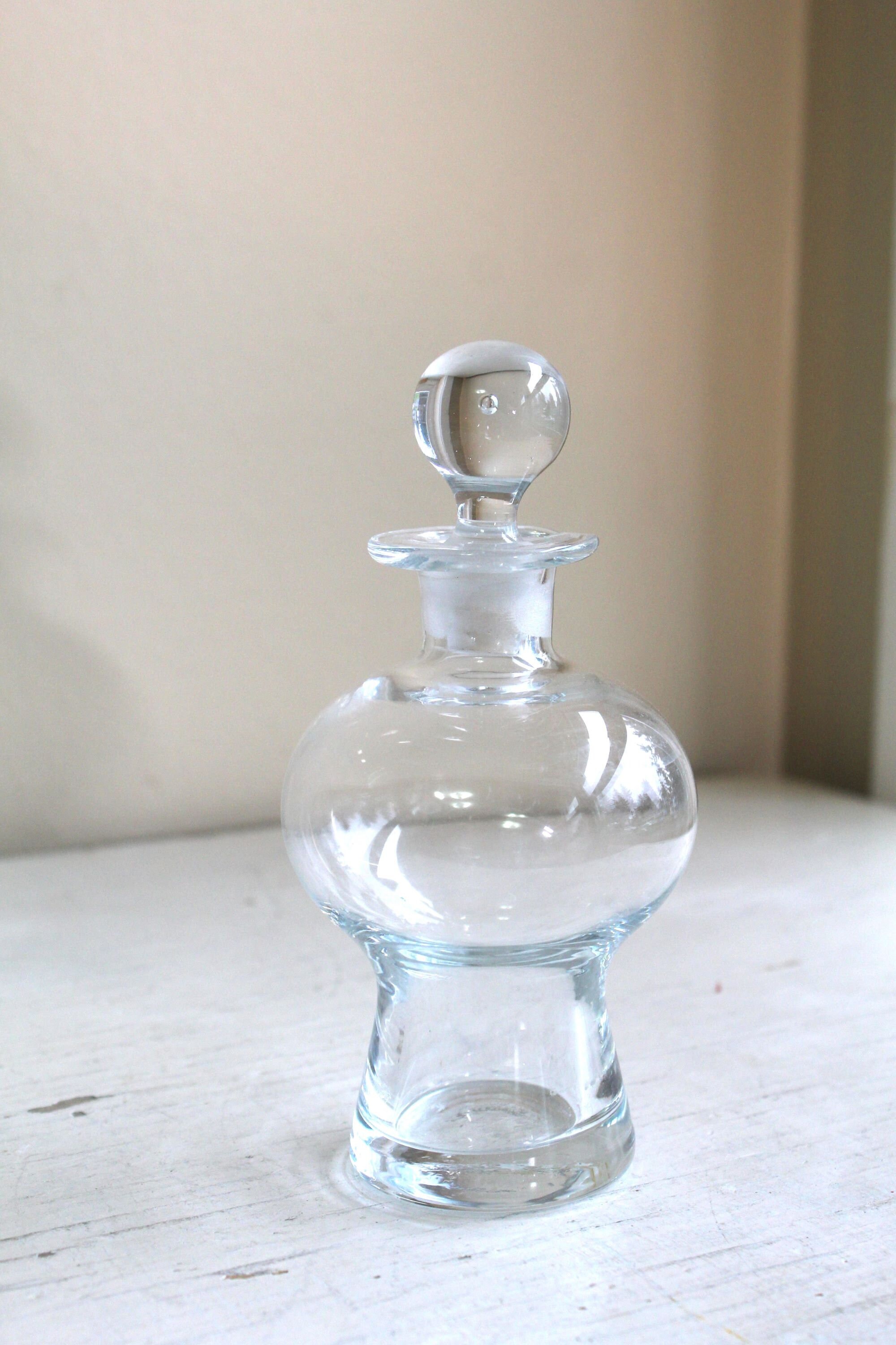 6.75 Inch Tall Hand Blown Stoppered Clear Glass Bottle for Tinctures ...