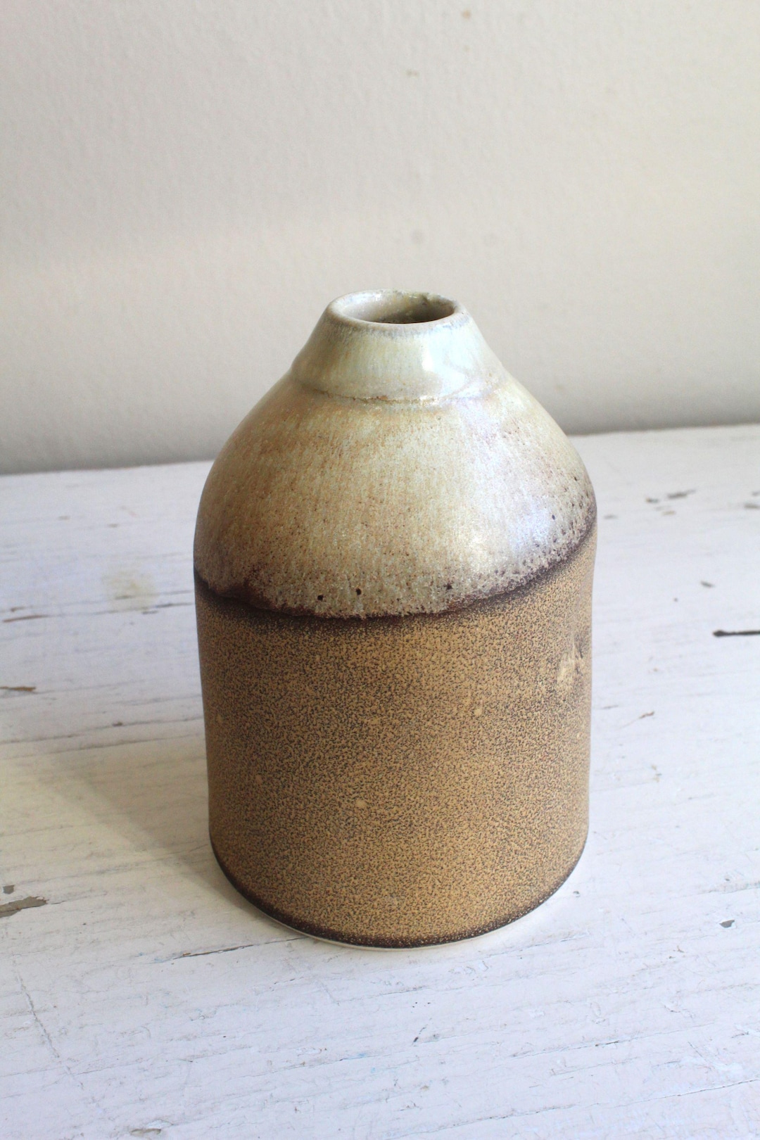 5 in Studio Pottery Jug Hand Made Tan Putty Hand Thrown Sake Tea Bottle ...