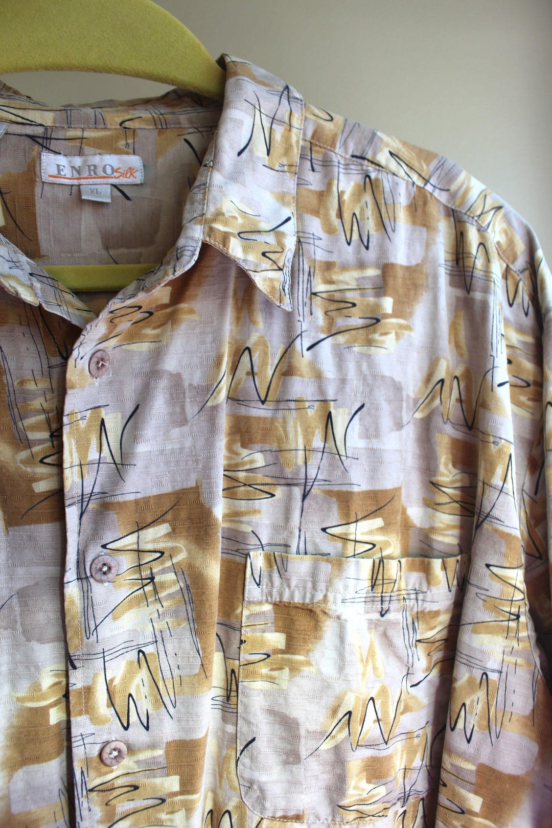 MCM Retro Style : ENRO Silk Aloha Shirt Mens Size 2XL Button up Rockabilly Modern Art Print - Etsy