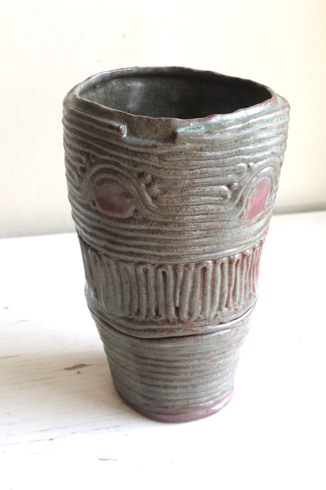 Wabi Sabi : Monumental Art School Pottery Hand Built Brown Red Coil ...