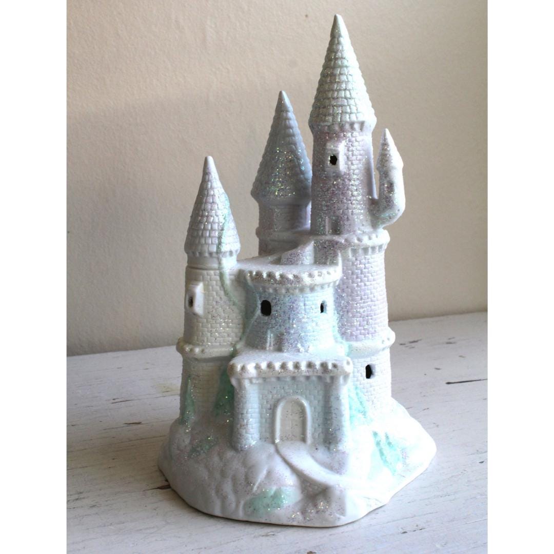 Enchanted Fantasy Style : Greenware Castle Lamp Iridescent Glitter ...