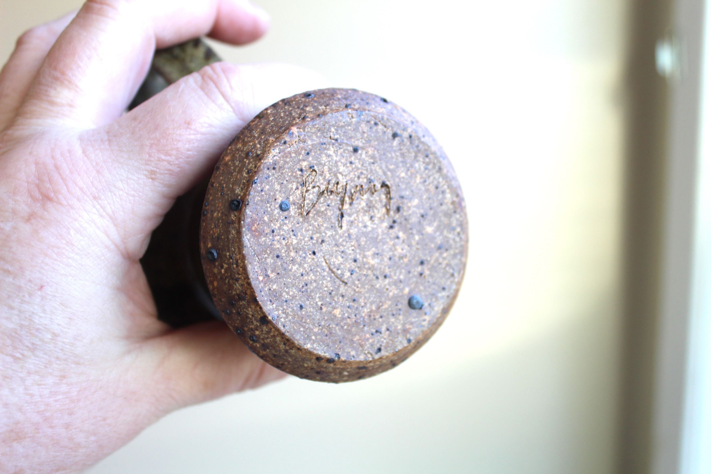 Hobbit Core : Wheel Thrown Art Pottery Goblet Mug Olive Green Brown ...