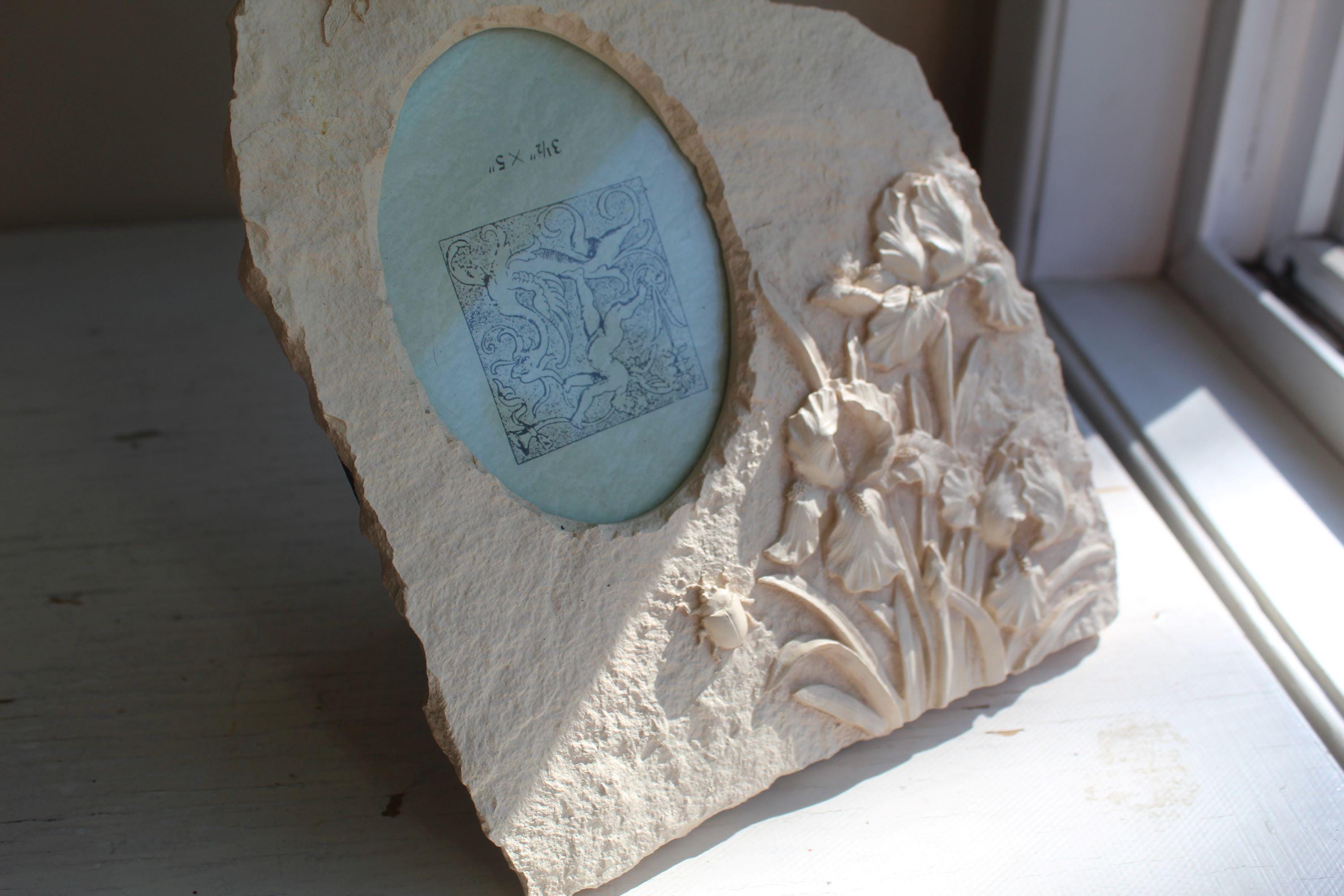 Cottagecore Romance : Cast Resin Bas Relief Cream Plaster Iris Picture ...