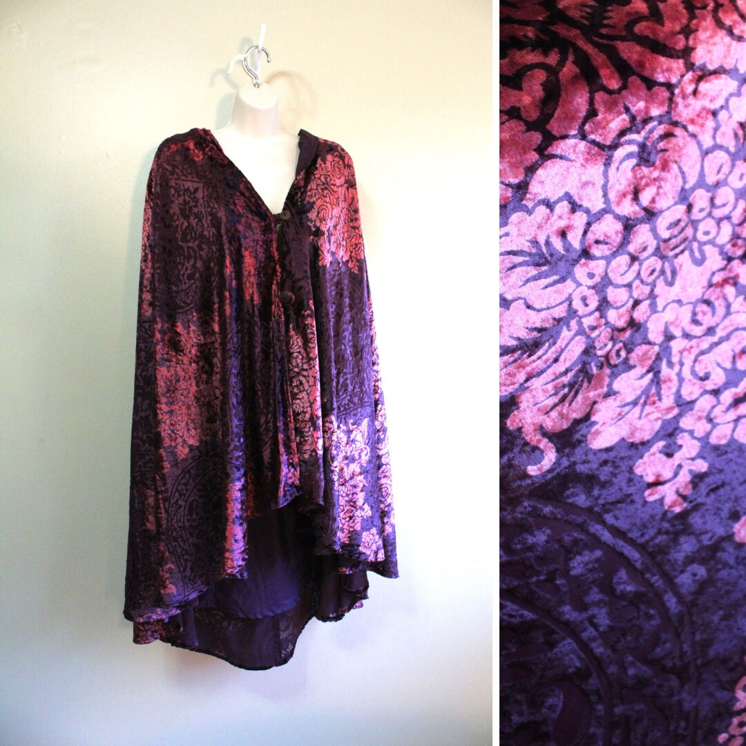 One Size Whimsigoth Fairy Cosplay Fantasy Printed Velvet Shoulder Cape ...