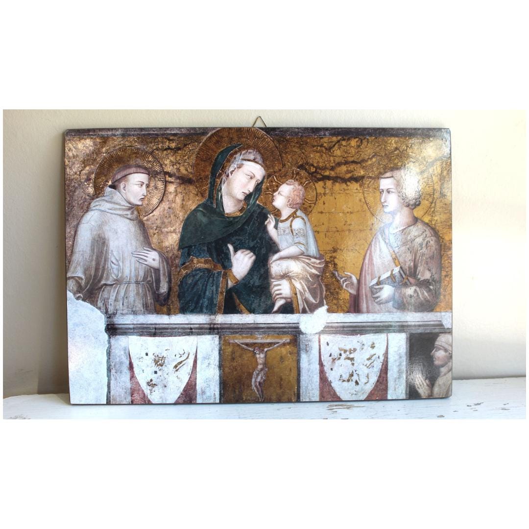 Gothic Art by Giotto, Madonna Baby Jesus Mounted Print, Italian Gallery ...