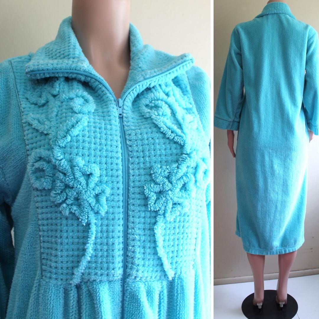 Retro Mid Century Modest : National Chenille Robe Womens Size S Zip up ...