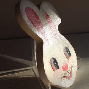 Dopamine Decor : Cute Kitsch Wooden Hand Painted Bunny Rabbit Cartoon ...