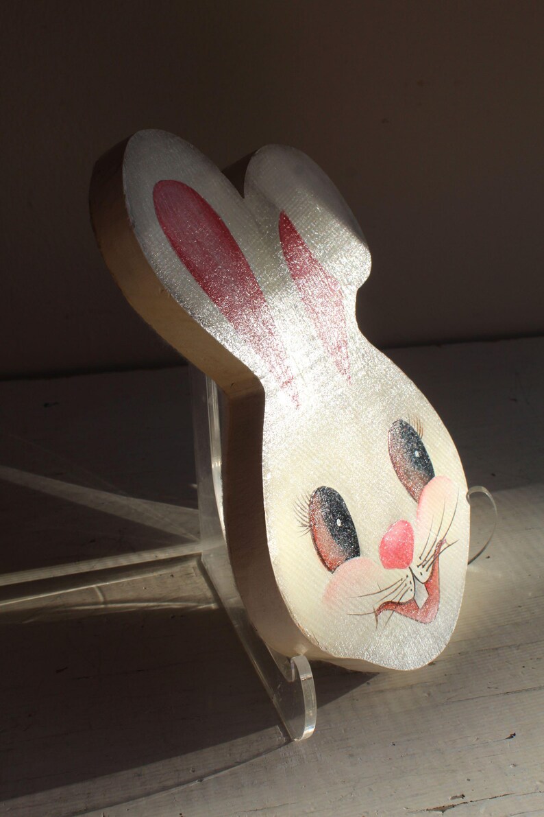 Dopamine Decor : Cute Kitsch Wooden Hand Painted Bunny Rabbit Cartoon ...