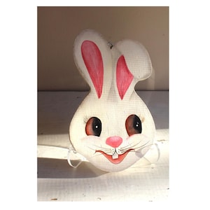 Dopamine Decor : Cute Kitsch Wooden Hand Painted Bunny Rabbit Cartoon ...