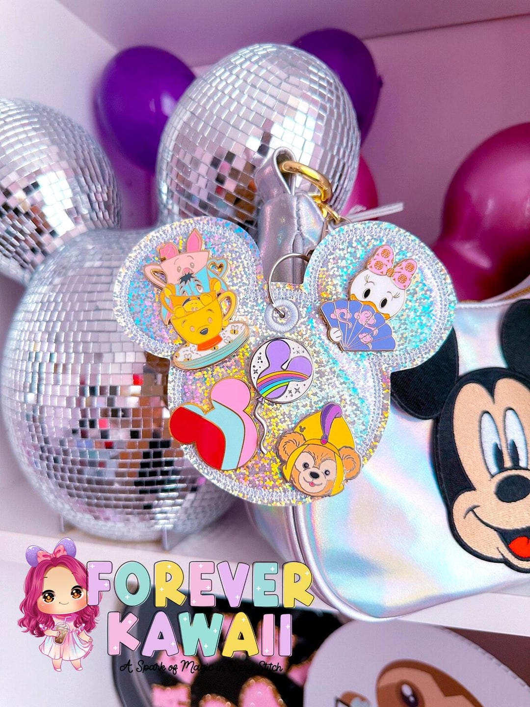 Iridescent Rainbow Holographic Pin Trading Keychain – Embroidered Pin ...