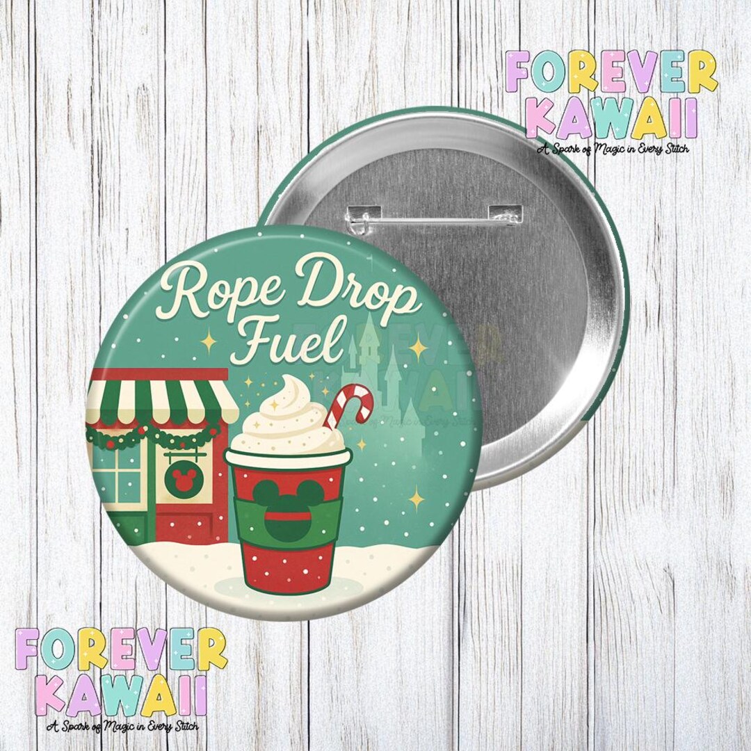 Rope Drop Fuel Button – Mocha Coffee Lover Gift, Holiday Park Day Pin ...