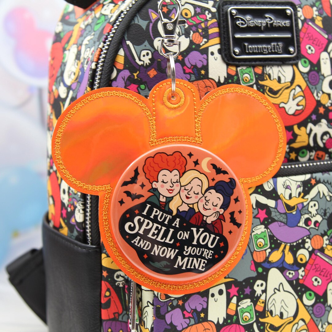 Orange Holographic Mouse Ear Button Holder – Vinyl Bag Charm for 3 ...