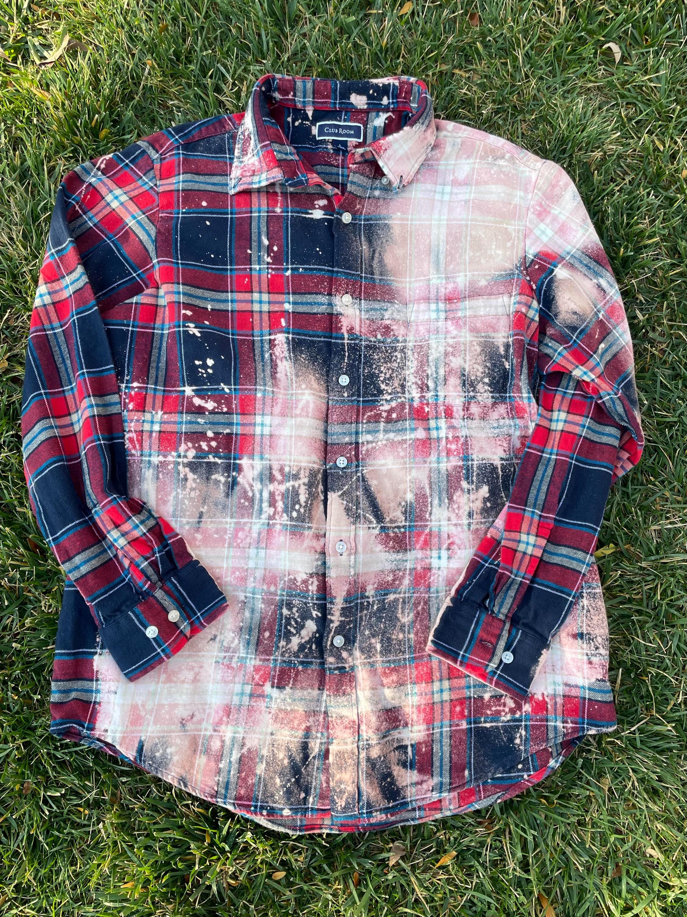 Bleached Flannel Shirt/upcycled/oversized/dip Dyed/distressed/bleached ...