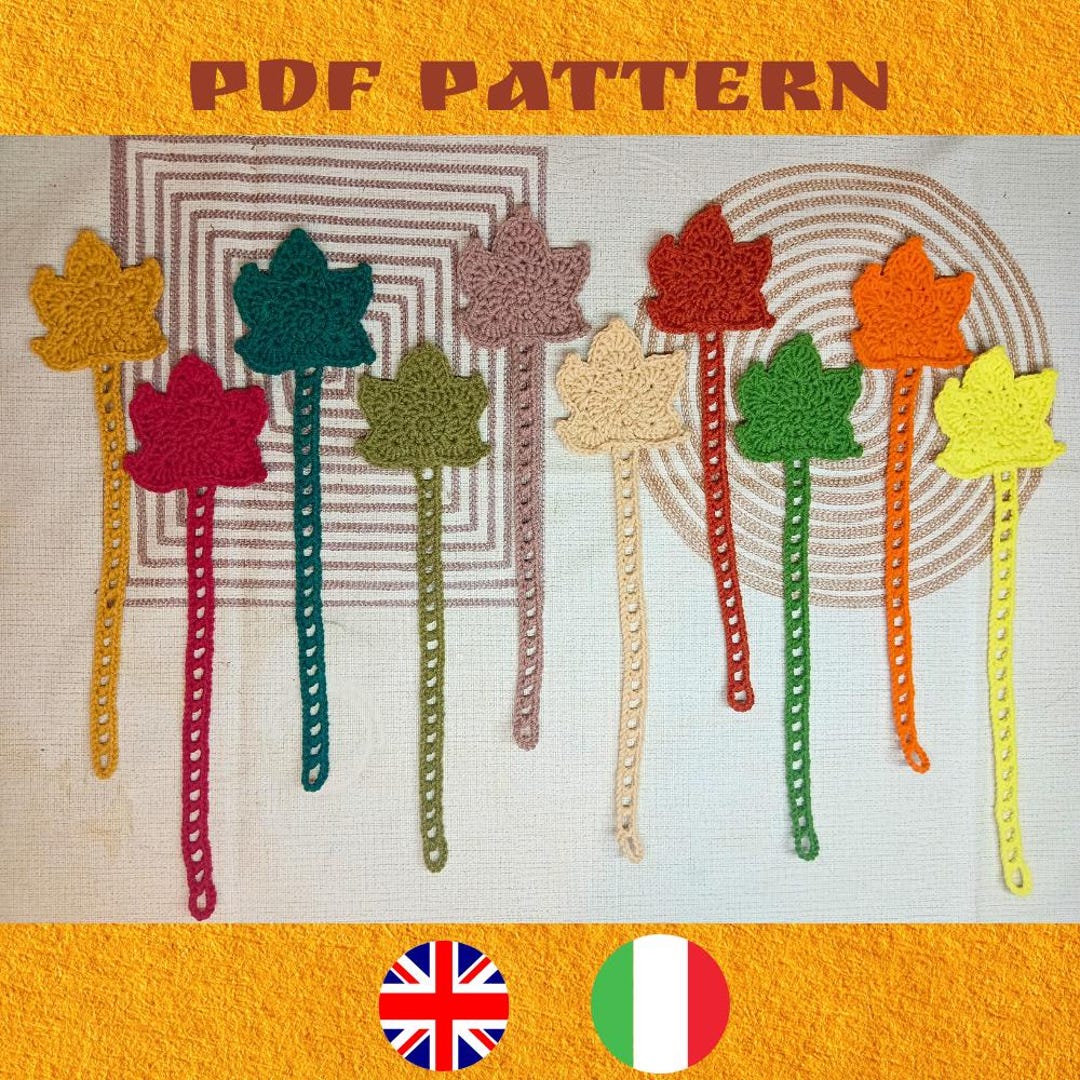 Maple Leaf Bookmark, Crochet DIY Project, Italian and English Pdf ...