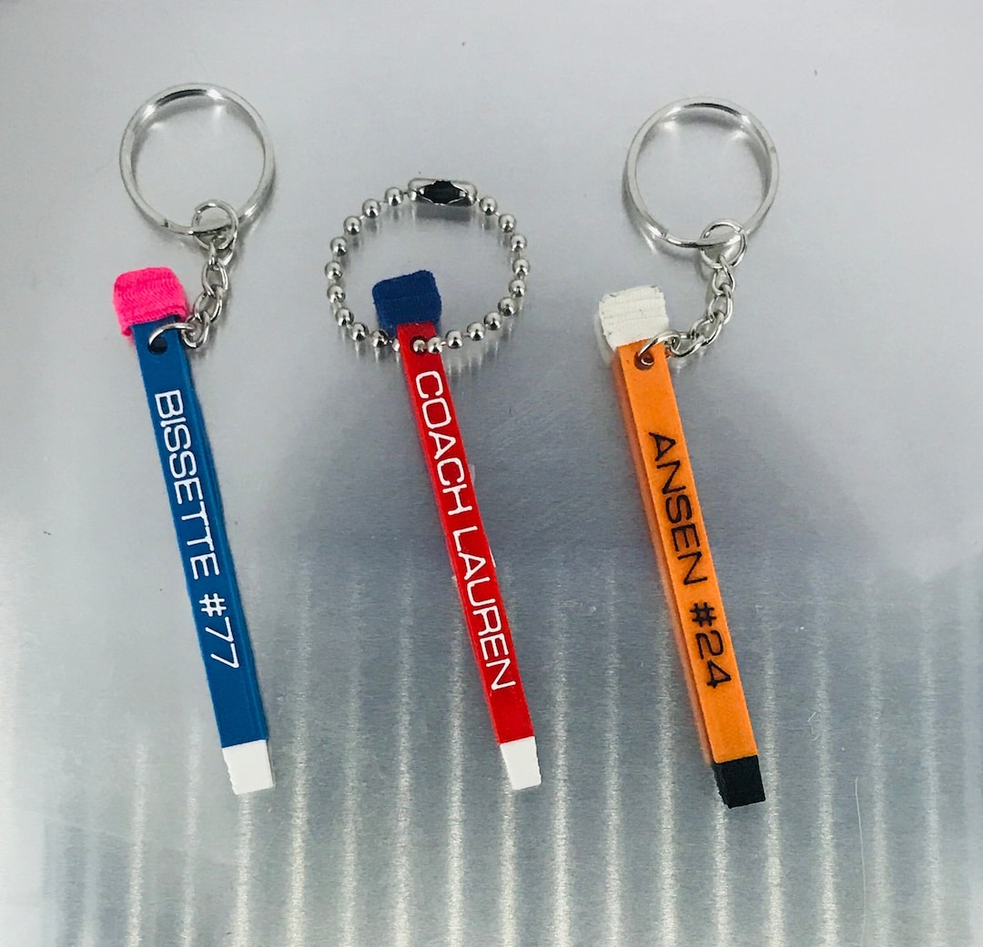 Personalized Tiny Ringette Stick Name Keychain, Keepsake, Bag Charm ...