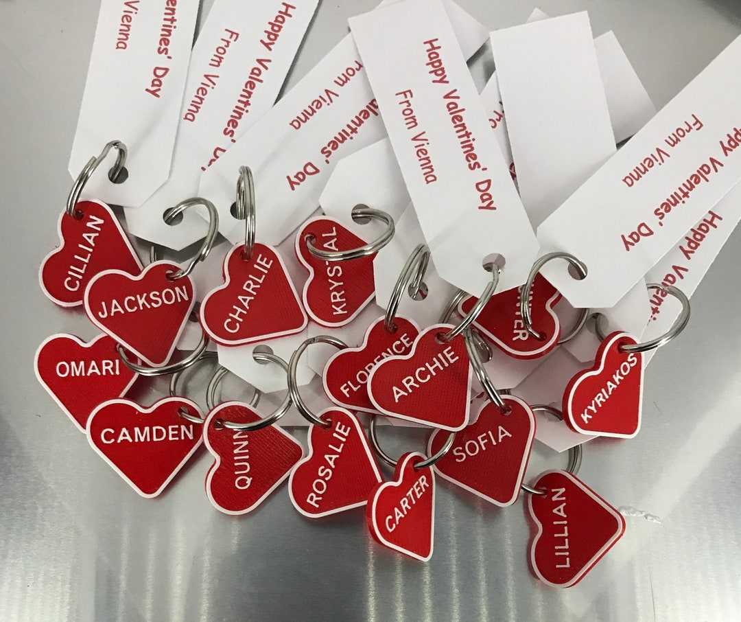 Personalized Valentine's Day Heart Bag Tag: Class Favors, Student Gift ...